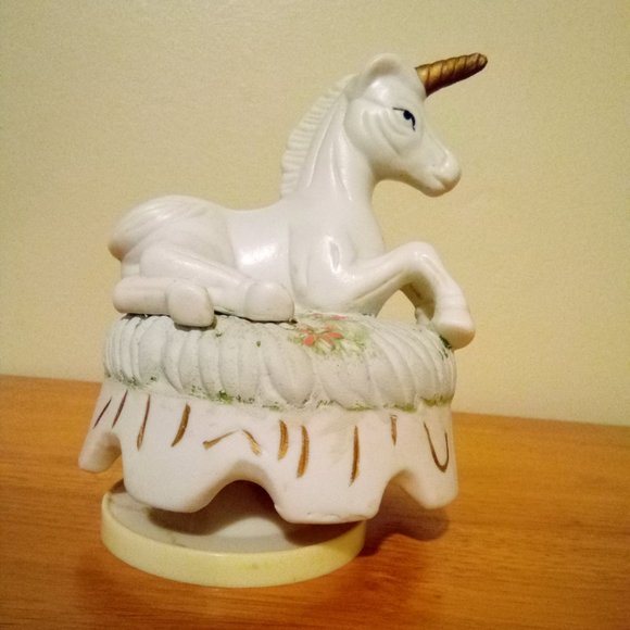 Vintage | Accents | Vintage 98s Unicorn Rotating Music Box Figurine ...